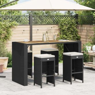 vidaXL Vidaxl - Tabourets de bar de jardin et coussins lot de 4 r&eacute;sine tress&eacute;e