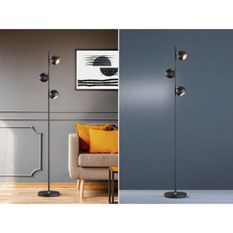 Trio Leuchten LED Stehleuchte Metall Schwarz matt mit 3 Spots schwenkbar, Höhe 155cm