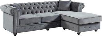 Vente-Unique Canapé dangle Chesterfield réversible Toledo en Velours - Anthracite