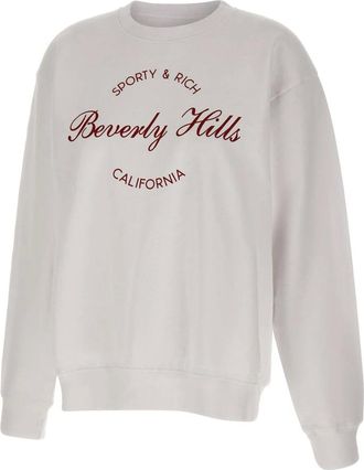 Sporty & Rich Femme, Sweatshirts et sweats &agrave; capuche, Blanc, Taille: 40 FR Beverly Script Crewneck