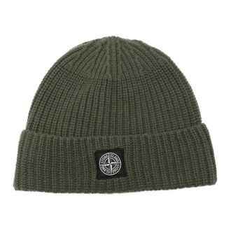 Stone Island Gr&uuml;ne Wollstrickm&uuml;tze mit Logo - - Accessories - Herren - Gr&uuml;n - ONE SIZE