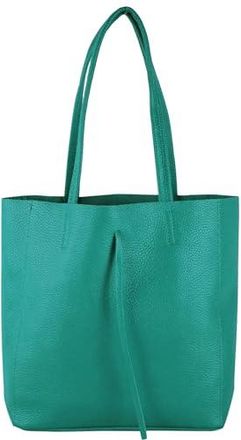 modamoda.de T253 - Ital. Sac à main avec poche intérieure en cuir, turquoise, m