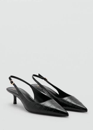 Mango Pumps mit Kroko-Pr&auml;gung schwarz - Damen - 35 - MANGO