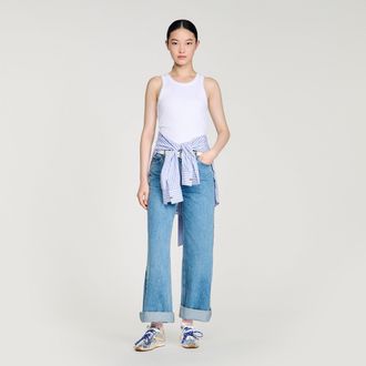 Sandro Tr&auml;gertop aus Rippstrick mit Perlen