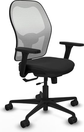 Piqueras y Crespo B&uuml;rostuhl aus schwarzem Kunstleder, mit 3D-Armlehnen, h&ouml;henverstellbare Lendenwirbelst&uuml;tze, ausgestattet mit Syncro/Traslack und Schaumstoff, Wei&szlig;/Sch