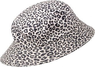 Laura Scott Fischerhut LAURA SCOTT, Damen, beige, schwarz, Web, Baumwolle, bedruckt, gemustert, Basic, H&uuml;te, mit trendigem Leopard-Alloverdruck - NEW