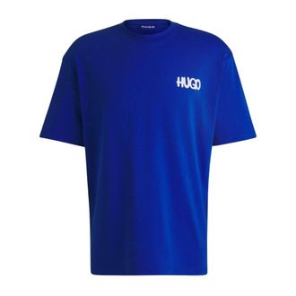 HUGO BOSS Homme, Tops, Bleu, Taille: S T-shirt en Jersey de Coton avec Logo