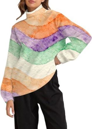 Generic Pull de Noël décontracté et tendance pour femme - Chandail de Noël rond au milieu de Noël et imprimé complet pour femme - Sweat-shirt léger pour femme