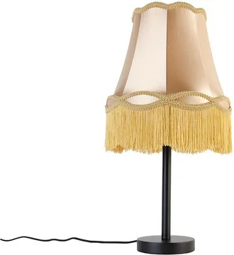 QAZQA Simplo - Lampe de table avec Abat-Jour - 1 lumi&egrave;re - &oslash; 30 cm - Dor&eacute;/Laiton - Classique/Antique - &eacute;clairage int&eacute;rieur - Salon i Chambre i Cuisine i