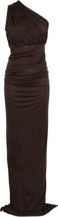 Rick Owens robe drapée à une épaule - Marron