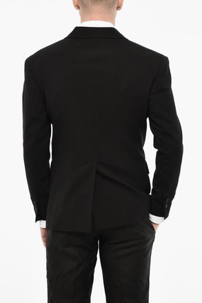 Dsquared2 Doppelreihiger Blazer aus Wollmischung mit spitzem Revers aus Satin Dsquared2