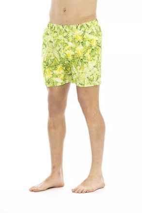 Just Cavalli Green Polyester Men Swim Short Bicolor