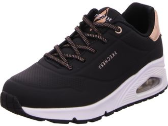 Skechers Damen UNO - Shimmer Away Sneaker, Black Durabuck, Rose Gold Duraleather/Mesh Tr, 35 EU