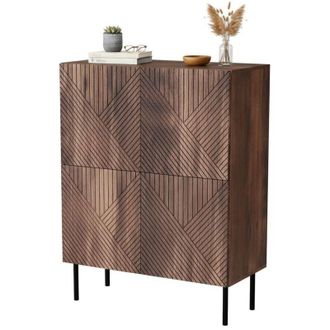 Dmora Gaby Sideboard, Wohnzimmer-Sideboard mit zwei Fl&uuml;gelt&uuml;ren, vom Boden abgehoben, 118x40 h89 cm, Nussbaum