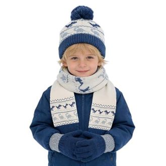 Generic Ensemble de tricot dinosaure confortable pour enfants : ensemble de 3 pi&egrave;ces bonnet &eacute;charpe pour lautomne et lhiver, adapt&eacute; aux tout-petits et aux enf