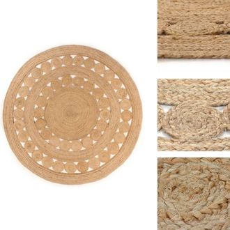vidaXL Teppich Geflochten Jute 210 cm Rund - Naturfaser Teppich - Jute Teppich - Runder Teppich - Wohnzimmer Teppich - Schlafzimmerschmuck