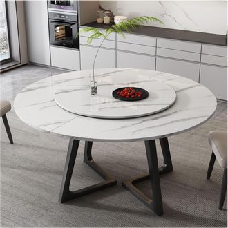 Generic 4-Fach Faltbare, runde Tischplattenverlängerung, doppellagige, drehbare Tischplatte, platzsparende Holztischplatte ohne Beine, ideal for Partys und le