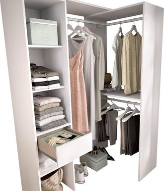 PEGANE Armoire dressing double en bois m&eacute;lamin&eacute; coloris blanc - Longueur 98 x Profondeur 41 x Hauteur 187 cm