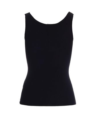 Elisabetta Franchi Womens Tank Top Ribbed Black-Butter Wool Elastane Vests & Tops Black/butter