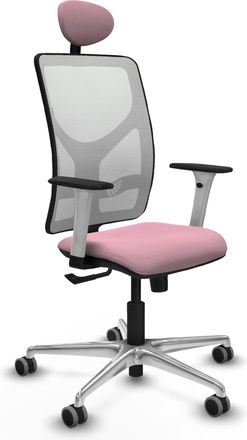 Piqueras y Crespo Schreibtischstuhl in Wei&szlig; und Rosa, mit wei&szlig;en und schwarzen Armlehnen, h&ouml;henverstellbare Lendenwirbelst&uuml;tze und festes Kopfteil, Wei&szlig;/Rosa