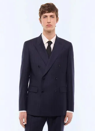 Fursac Veste de costume en laine &agrave; rayures - Taille 44 - Homme