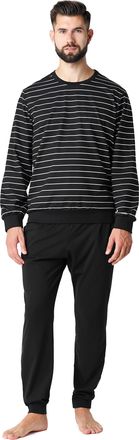 Ladeheid Herren Schlafanzug aus Baumwolle LA40-228 (Schwarz Wei&szlig;, XL)