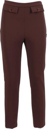 Elisabetta Franchi Homme, Pantalons, Brun, Taille: 44 FR Double Crepe Pantalons