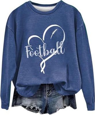 Generic Haut à manches longues pour femme - Coupe régulière - Imprimé coeur - Tendance - Décontracté - Col rond - Manches longues - Élastique - Printemps, aut