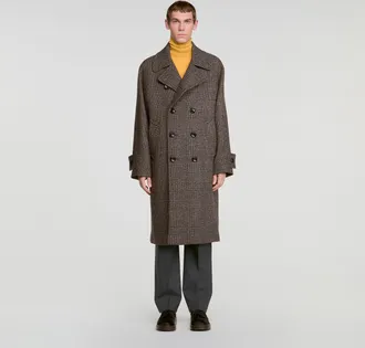 Sandro Manteau en laine &agrave; carreaux