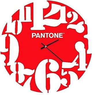 Homemania Wanduhr mit Zahlen - Wanddekoration, rund, für Wohnzimmer, Küche, Büro - Rot/Weiß aus Metall, 40 x 0,15 x 40 cm