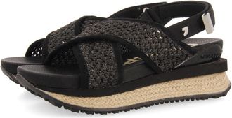 Gioseppo rinxent Damen Sportsandalen beige mit Gitterschnitt aus Bast, Schwarz, 39 EU