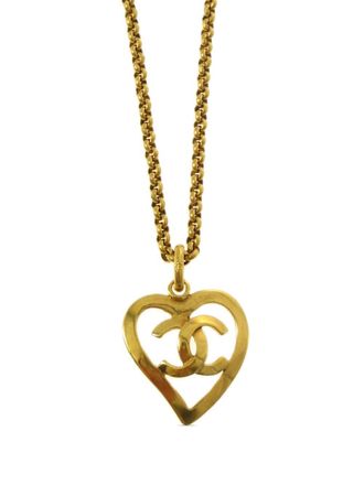 Chanel collier à pendentif coeur CC (1995) - Or