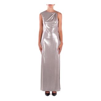 Ralph Lauren Femme, Robes, Gris, Taille: 36 FR Robe Longue M&eacute;tallis&eacute;e en Jersey