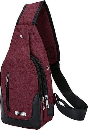 Generic Sac à dos à bandoulière pour homme - Sac à dos à bandoulière avec câble USB - Pour randonnée, camping, voyage en plein air - Sac à bandoulière en nylo