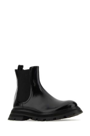 Alexander McQueen Womens Black Leather Ankle Boots Blackblack Stivali