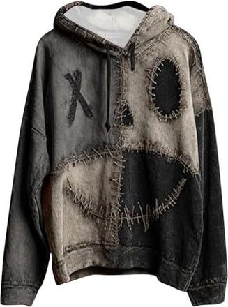 Generic Sweat à capuche en patchwork coloré avec visage de citrouille dHalloween pour femmes et hommes, sweat à capuche graphique drôle tendance 2025 mode dau