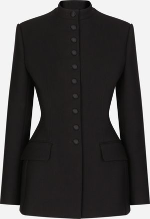 Dolce & Gabbana Lange Einreihige Wolljacke Dolce Aus Cady - Frau Blazer Schwarz Wolle 46