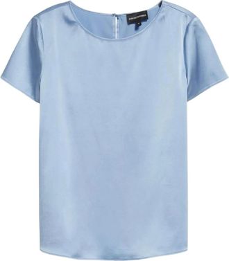 Emporio Armani Femme, Blouses et Chemises, Bleu, Taille: 42 FR Blusa in raso di seta