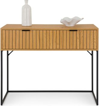 IDIMEX Konsolentisch SELO mit 2 Schubladen in Wildeiche Dekor - Flurtisch, Schubladenfront mit Rillen Design. Flurmöbel, Dielenmöbel, Kommode aus MDF & Metal