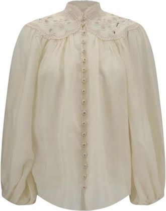 Zimmermann Femme, Blouses et Chemises, Beige, Taille: 40 FR Chemisier Coco Brod&eacute;
