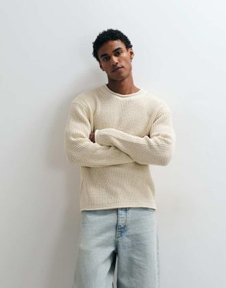 Abercrombie & Fitch Strickpullover mit Stehkragen in Cremewei&szlig;
