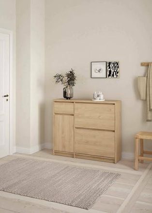 Dmora Schuhschrank Maxime, Schuhregal, Mehrzweck-Eingangsgarderobe, M&ouml;bel f&uuml;r Schuhe, 109x32 h93 cm, Eiche