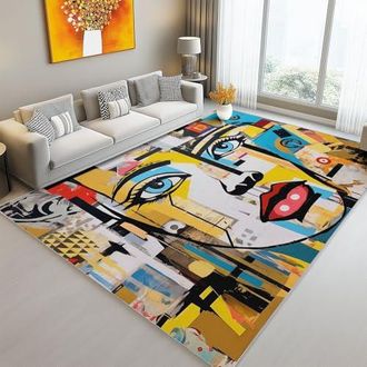 Generic Tapis Imprim&eacute; Art Figures Collage pour Salon Chambre D&eacute;coration de la Maison - Multicolore Flanelle Antid&eacute;rapante Tapis Salon de Sol paillasson 140 x 