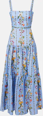 Agua Bendita Robe longue Lima en lin imprim&eacute;