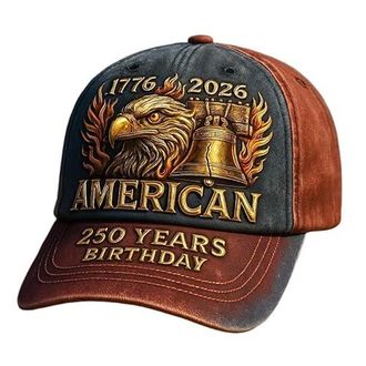 Generic Chapeau unisexe imprim&eacute; drapeau am&eacute;ricain 250e anniversaire r&eacute;glable casquette patriotique jour de lind&eacute;pendance, bleu fonc&eacute;, M