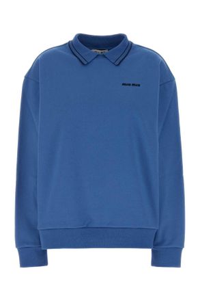 Miu Miu Cotton Oversize Polo Shirt - Blue