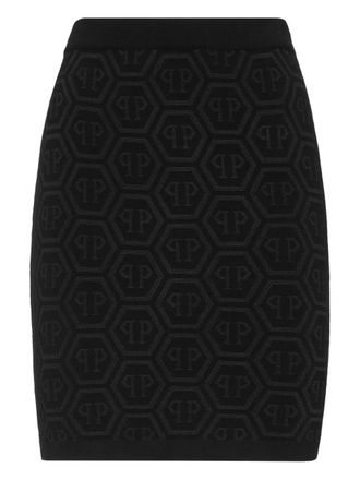 Philipp Plein minijupe &agrave; motif monogramm&eacute; - Noir