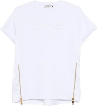 Elisabetta Franchi Femme, Tops, Blanc, Taille: 42 FR T-Chemises