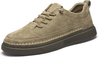 Generic Chaussures basses en cuir v&eacute;ritable pour homme - Style r&eacute;tro - Respirantes et confortables - &Agrave; enfiler, kaki, 42 2/3 EU