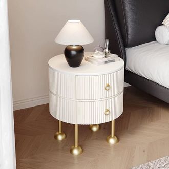 Generic Hoher Nachttisch, Runder Nachttisch Mit 12 Mm Plattenarbeitsplatte, 150 Kg Tragkraft for Tischlampen, B&uuml;Cher, Dekorationen